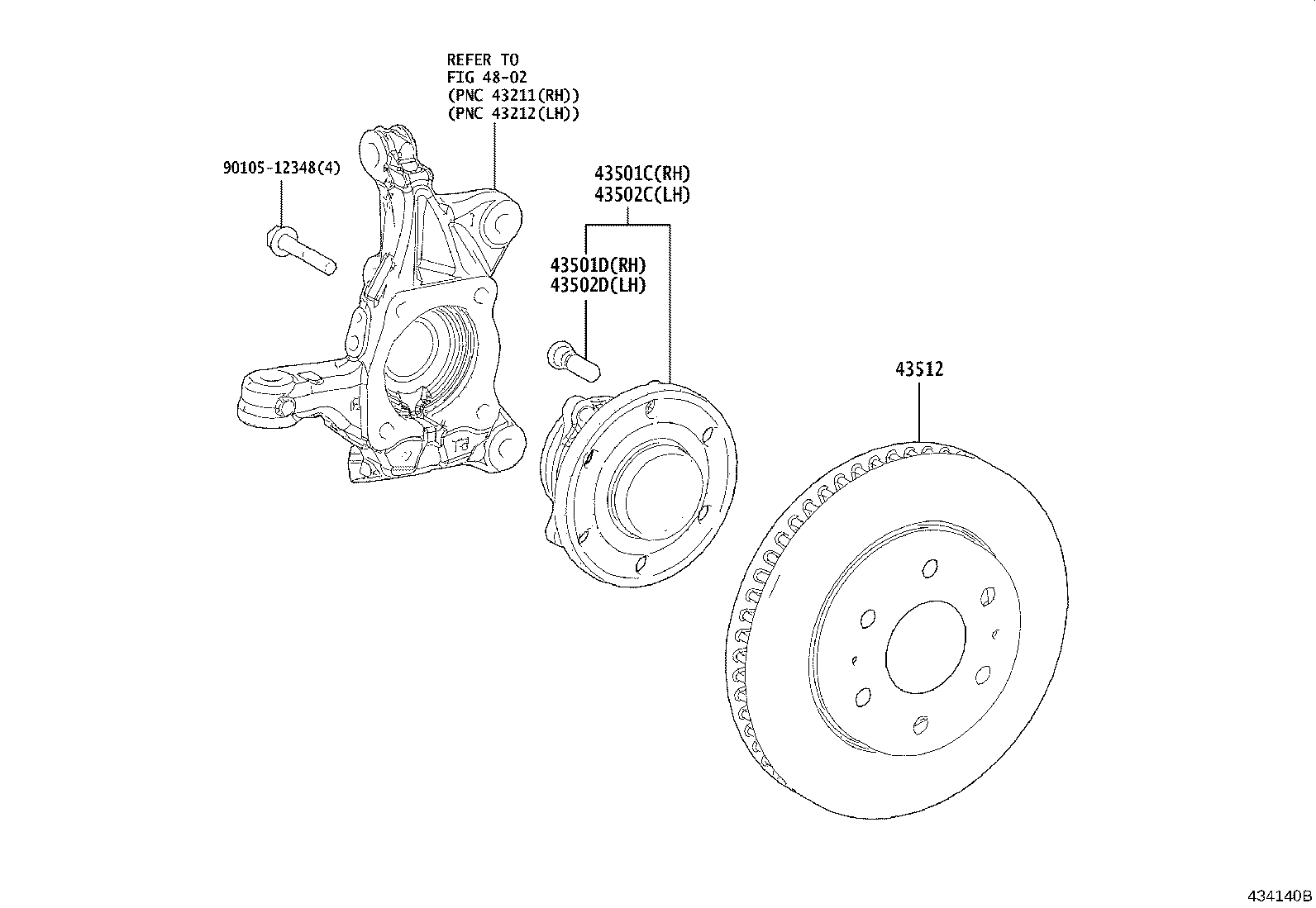43550-26010 Hub & Bearing Assy, Fr Axle W/Abs Sensor Toyota | YoshiParts
