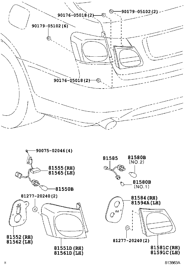 81561-30A50 Lens & Body, Rear Combination Lamp, Lh Lexus | YoshiParts