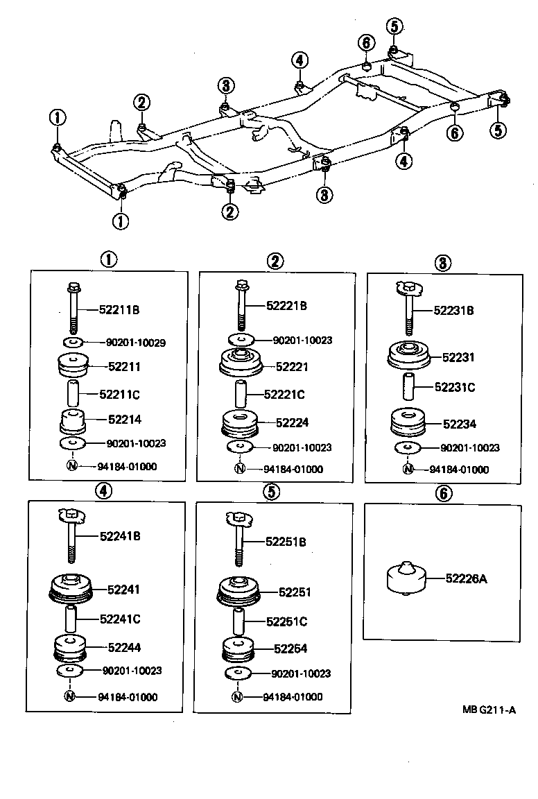 52203-35031 Cushion, Body Mount, No.2 Upper Toyota | YoshiParts