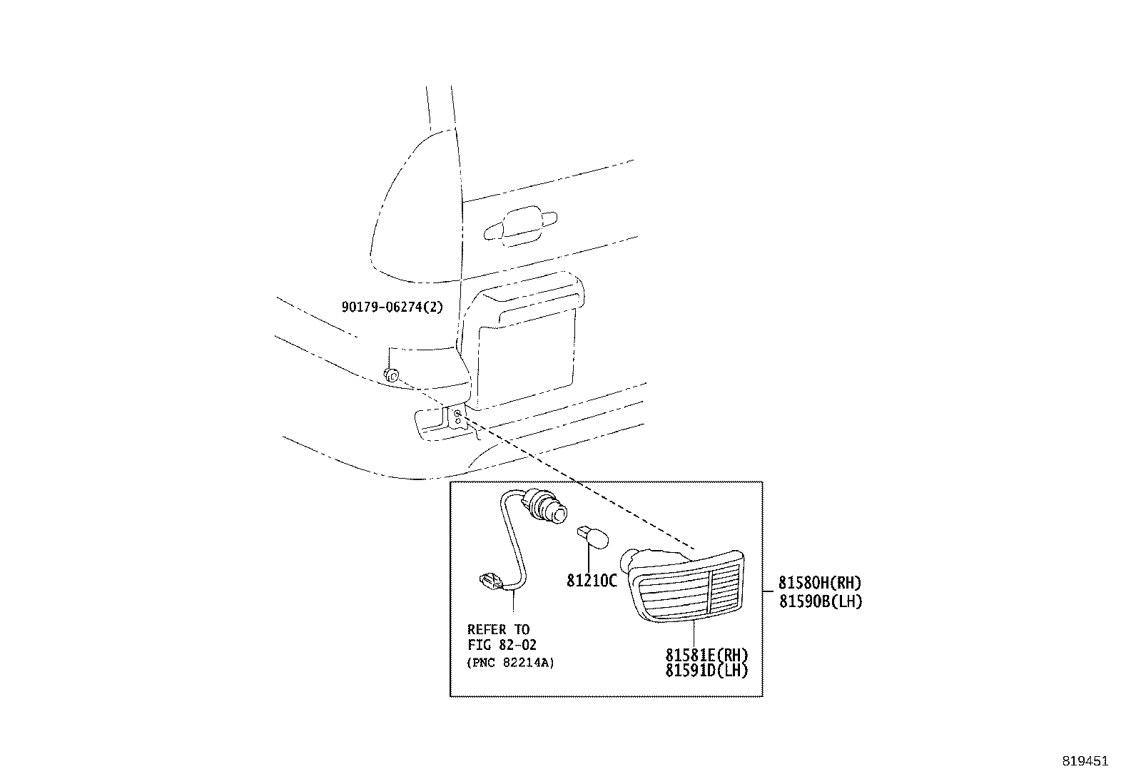 81580-60102 Lamp Assy, Rear Fog, Rh Toyota | YoshiParts
