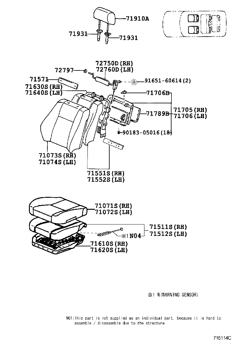 71780-60020-B0 Pocket Assy, Seat Back Board Toyota | YoshiParts