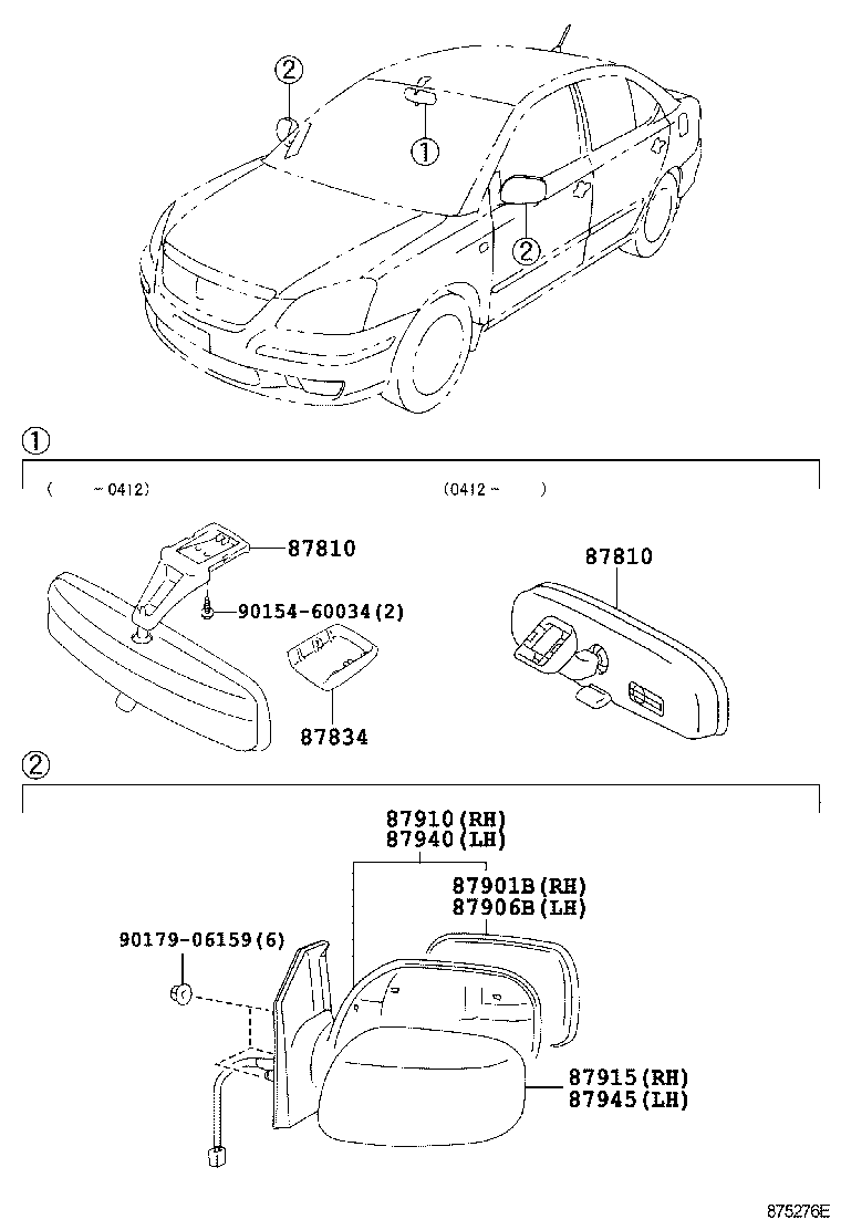87961-2D301 Mirror Sub-Assy, Outer Rear View, Lh Toyota | YoshiParts