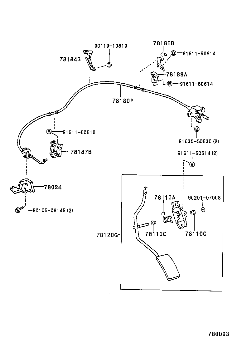 78010-35010 Rod Assy, Accelerator Pedal Toyota | YoshiParts