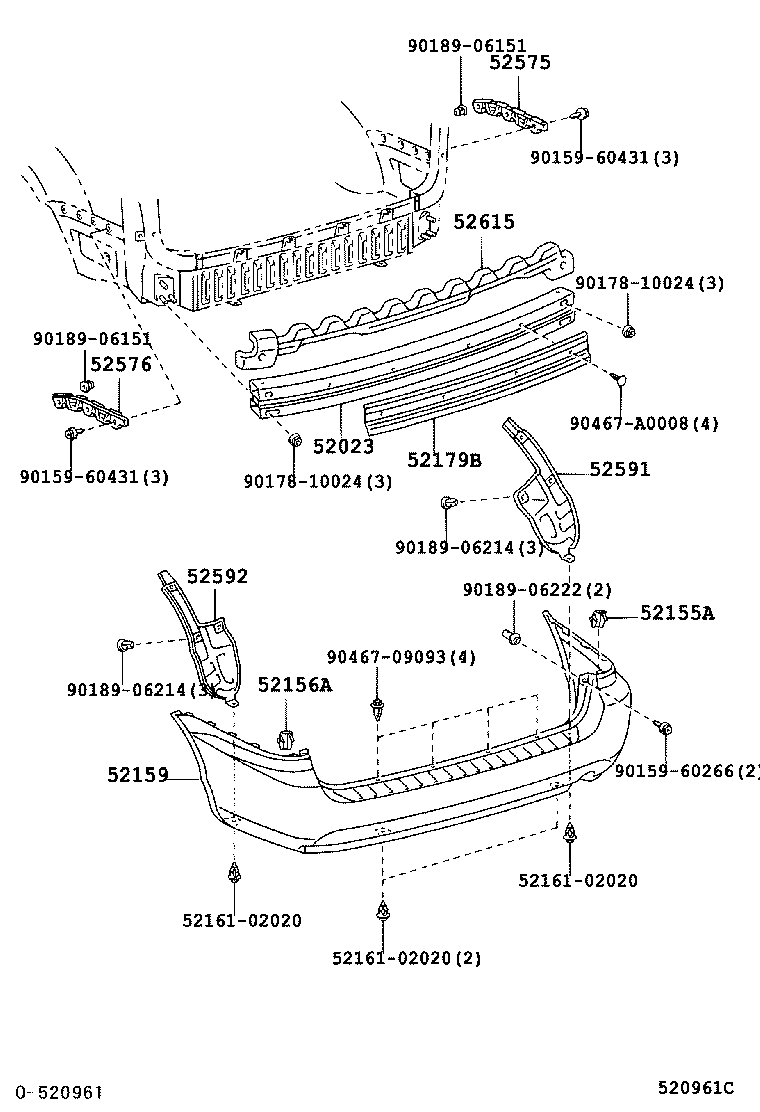 52592-AE010 Seal, Rear Bumper Side, Lh Toyota | YoshiParts