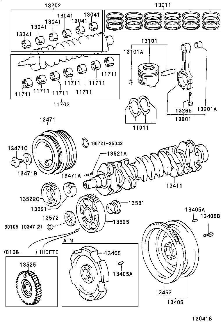 13408-17040 Pulley Sub-Assy, Crankshaft Toyota | YoshiParts