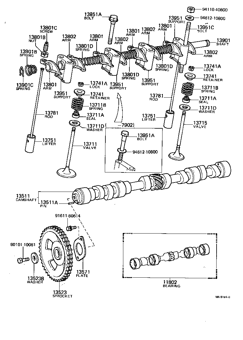 13952-24012 Support, Valve Rocker, No.1 Toyota | YoshiParts