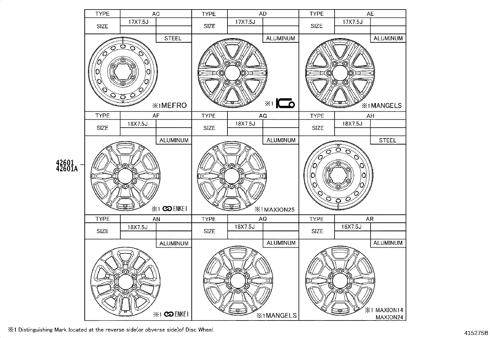 42611-0KG51 Wheel, Disc Toyota | YoshiParts