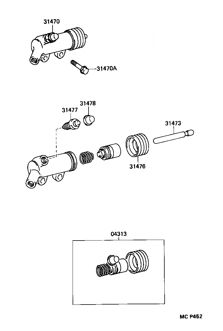 31470-22120 Cylinder Assy, Clutch Release Toyota | YoshiParts