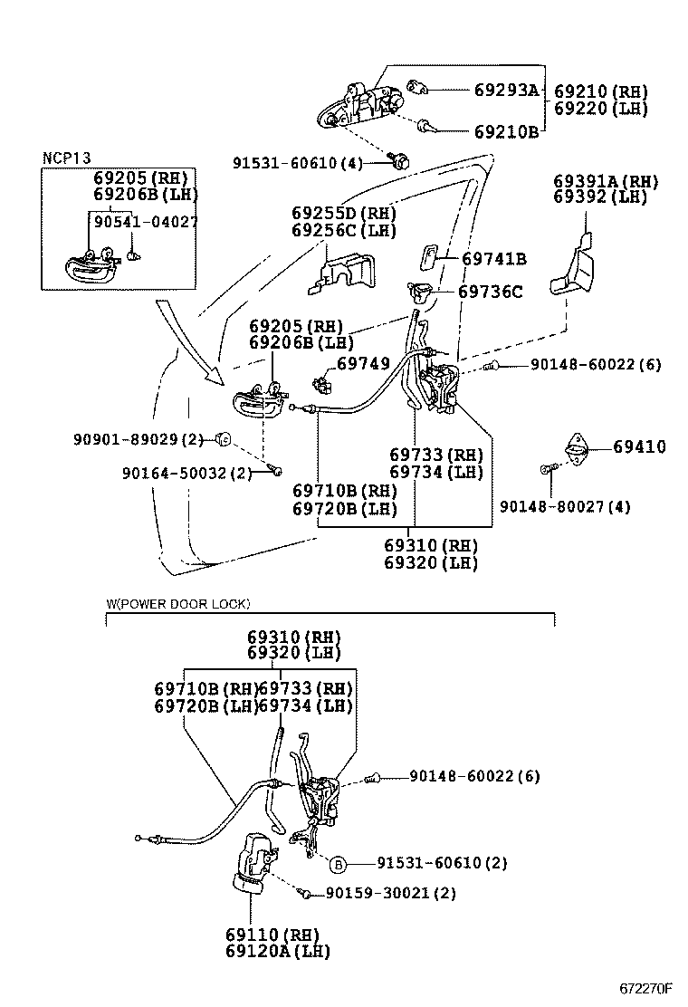 69310-52080 Lock Assy, Front Door, Rh Toyota | YoshiParts