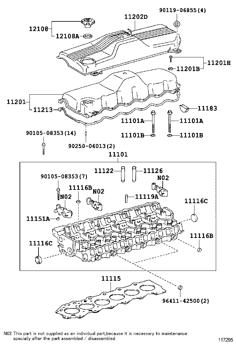 11202-17040 Cover Sub-Assy, Cylinder Head, No.2 Toyota | YoshiParts
