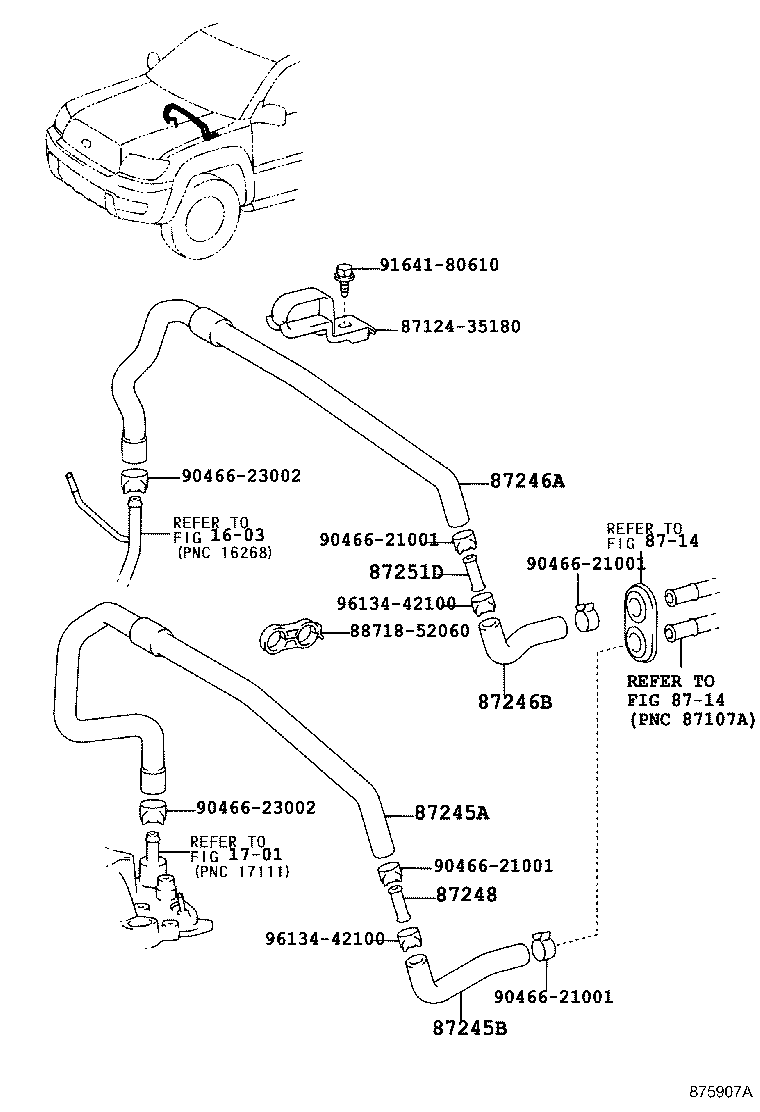 87245-3D550 Hose, Heater Water, Inlet A Toyota | YoshiParts