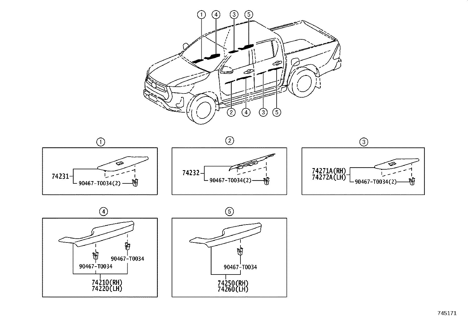 74260-0K040-C2 Armrest Assy, Rr Door, Lh Toyota | YoshiParts