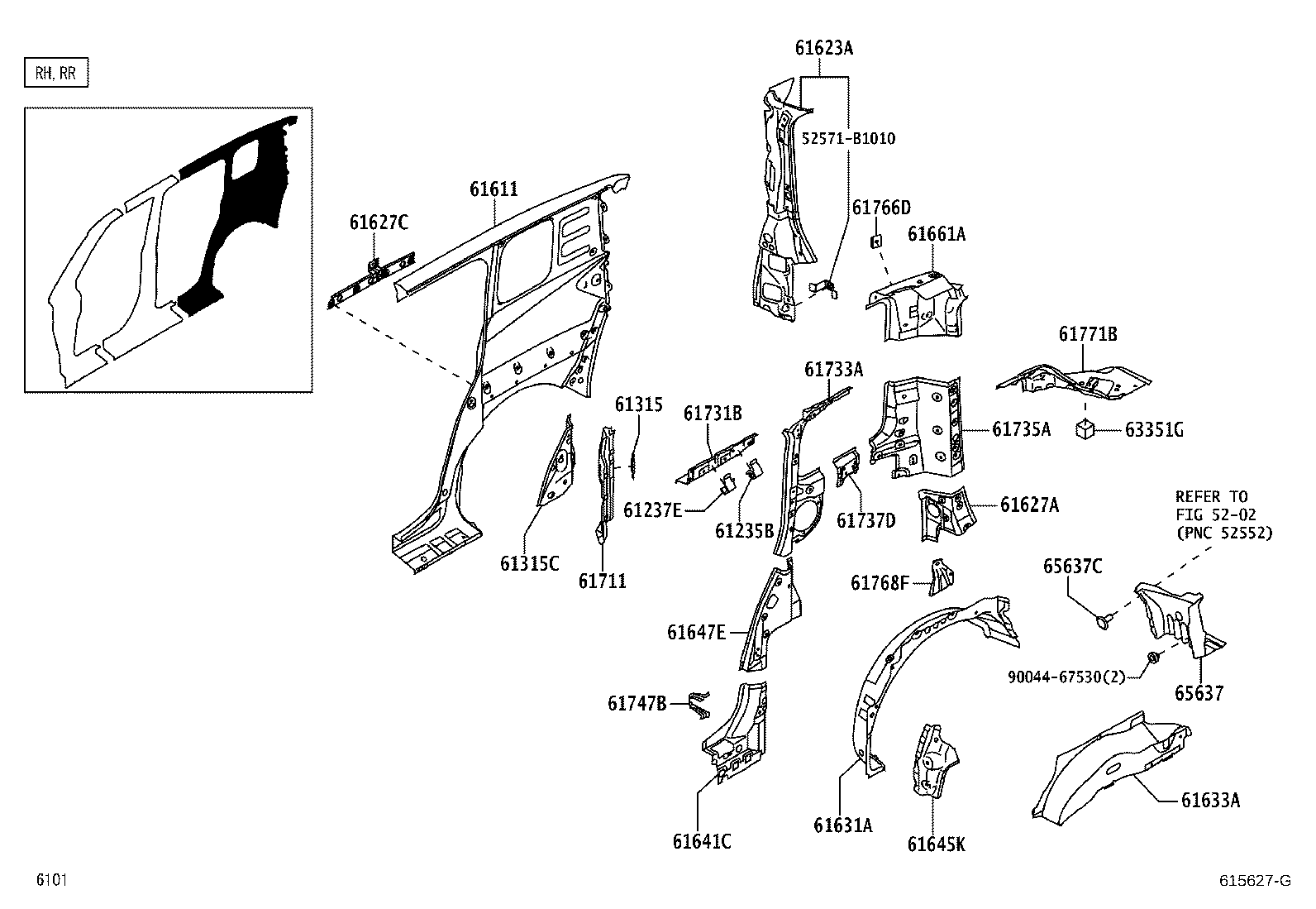 61621-B1010 Extension, Quarter Panel, Lwr Rh Toyota | YoshiParts