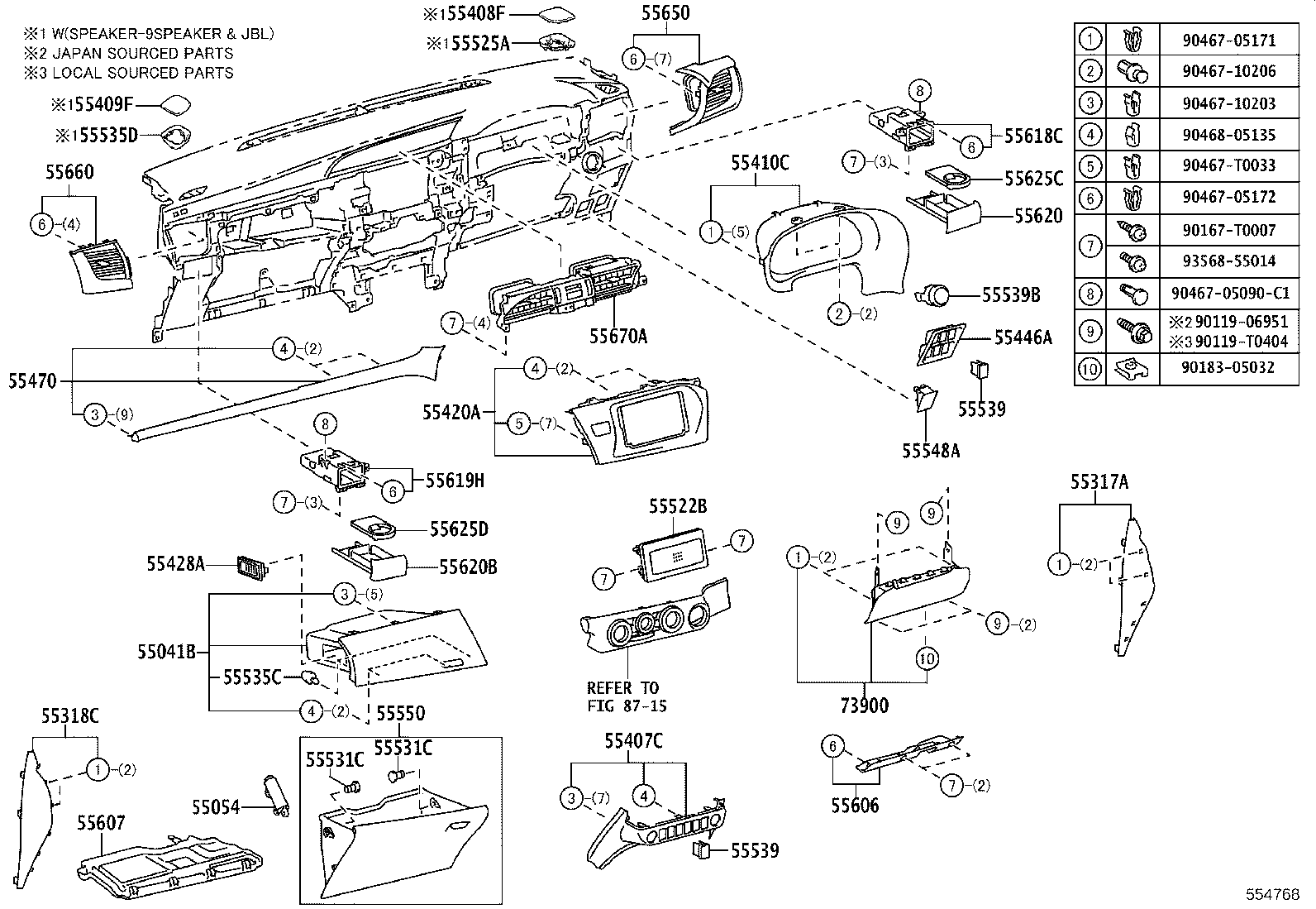 55607-KK030 Cover Sub-Assy, Instr Panel Under, No.2 Toyota | YoshiParts