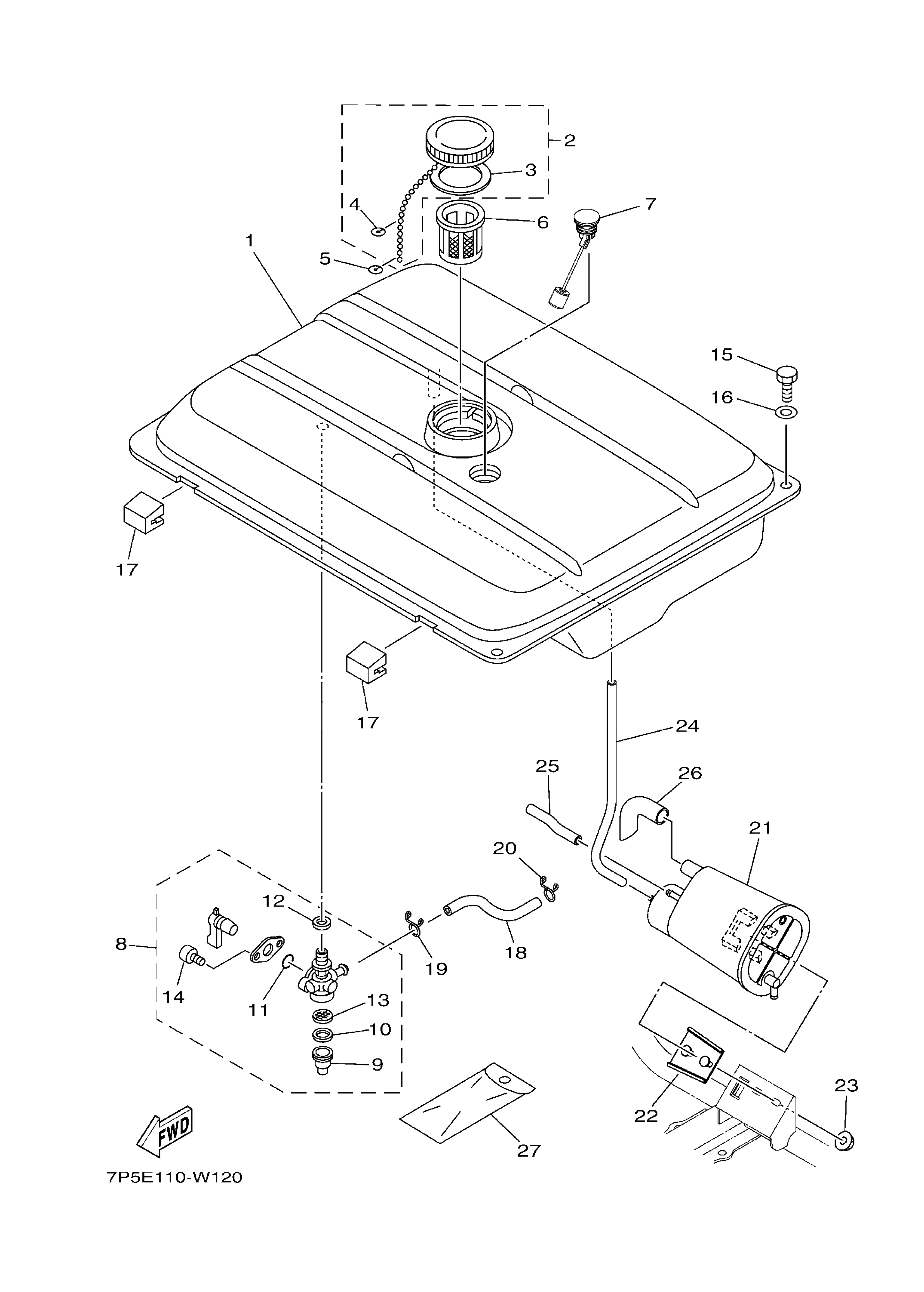 7CN-F4500-01-00 Fuel Cock Assy 1 Yamaha | YoshiParts