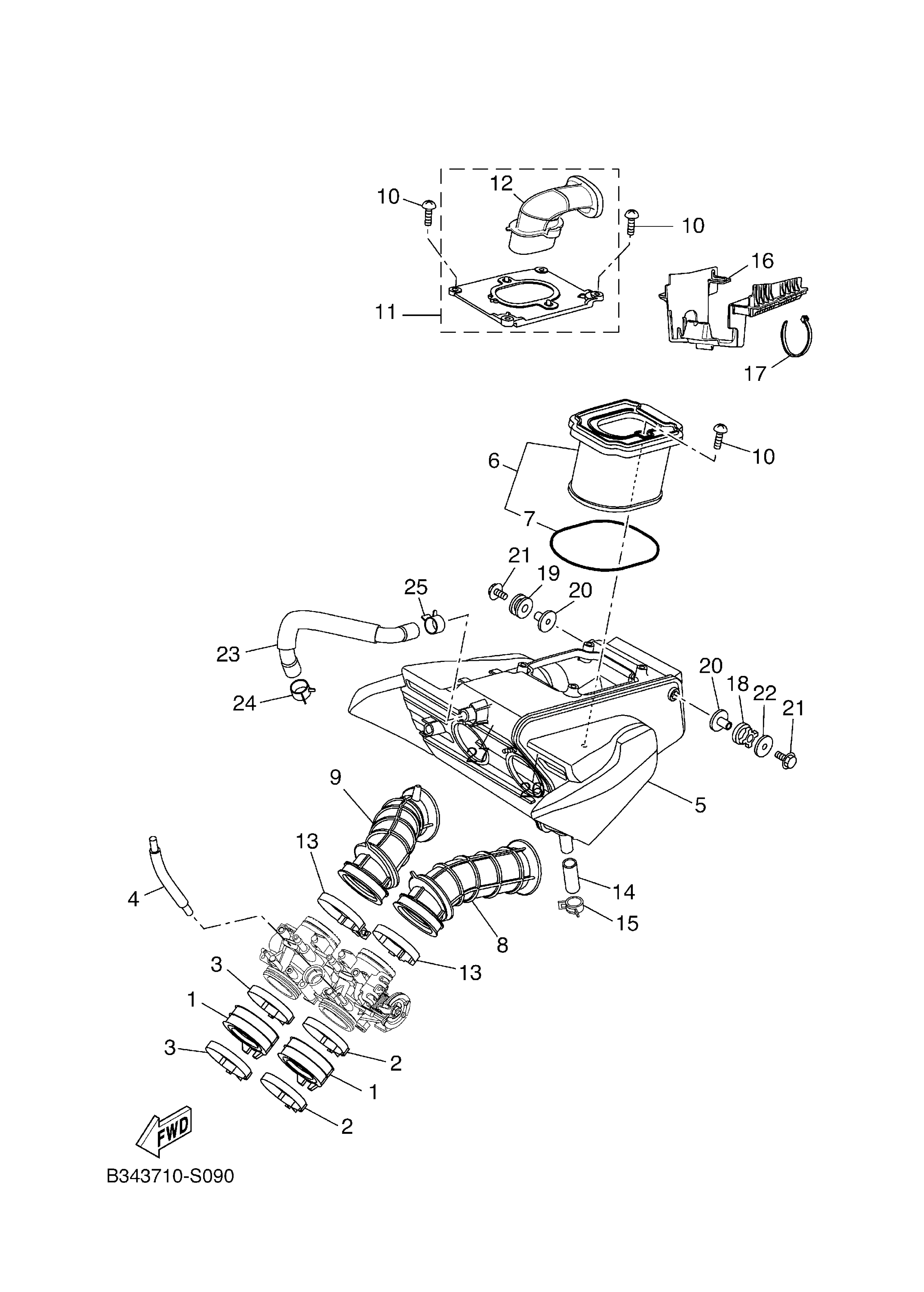 1WS-14469-00-00 Funnel, Air Yamaha | YoshiParts