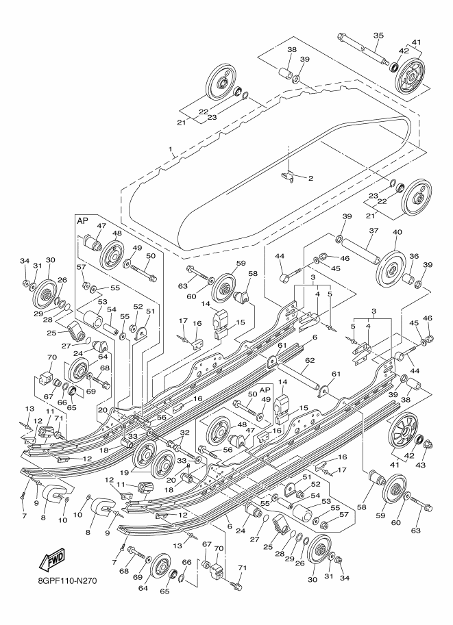 8HF-47550-10-00 Guide Wheel Assy Yamaha | YoshiParts