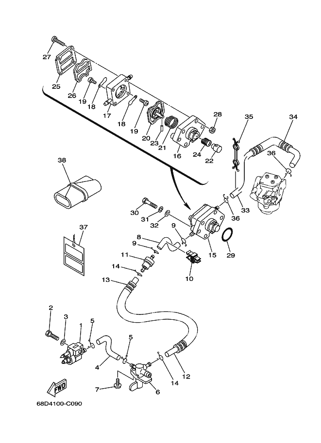 68D-F4500-00-00 Fuel Cock Assy 1 Yamaha | YoshiParts