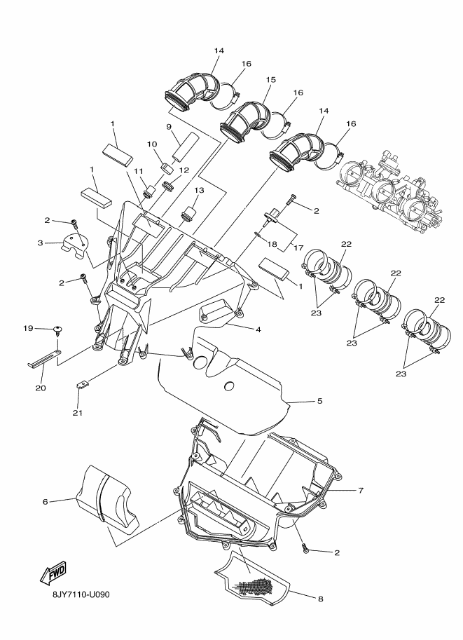 8JP-E4431-10-00 Silencer, Intake 1 Yamaha | YoshiParts