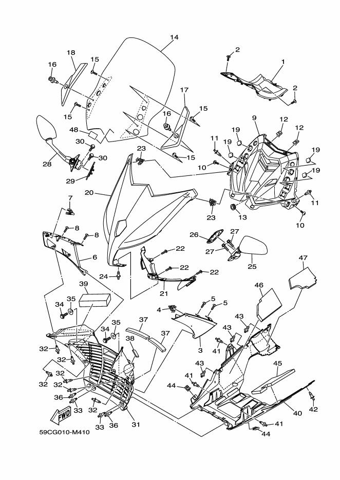 59C-26290-00-00 Rear View Mirror Assy (Right) Yamaha | YoshiParts