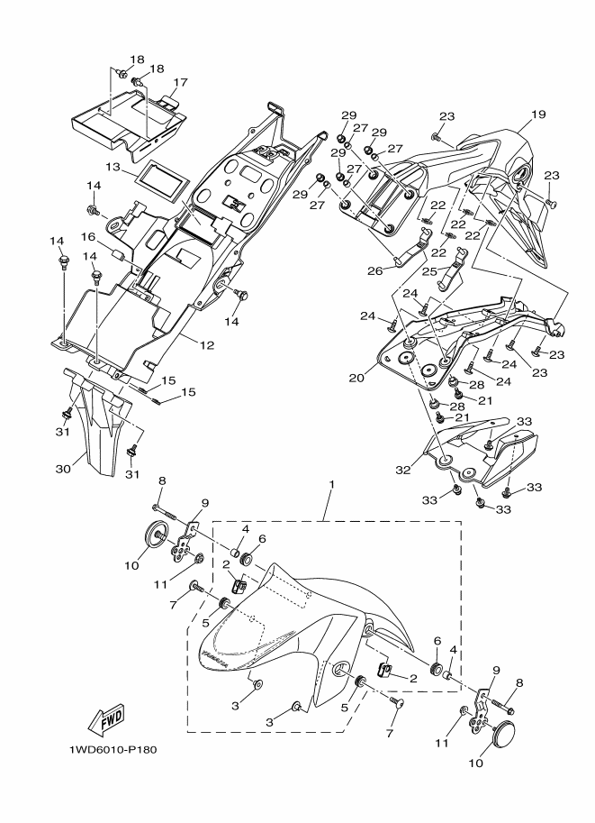1WD-XF151-00-P6 Fender, Front Yamaha | YoshiParts